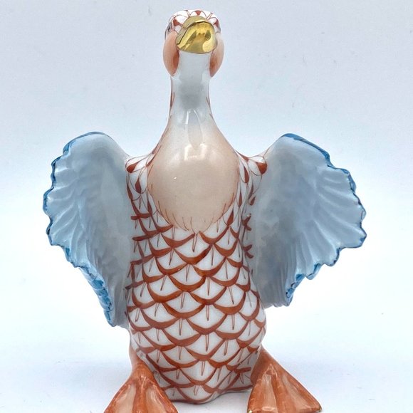 Art | Rare Herend Rust Fishnet Goose With Flipping Wings 375 X 275 X 2 ...